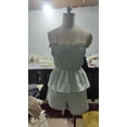 Aellinatey Women's 2 Piece Vacation Outfits Shirred Ruffle Strapless ...