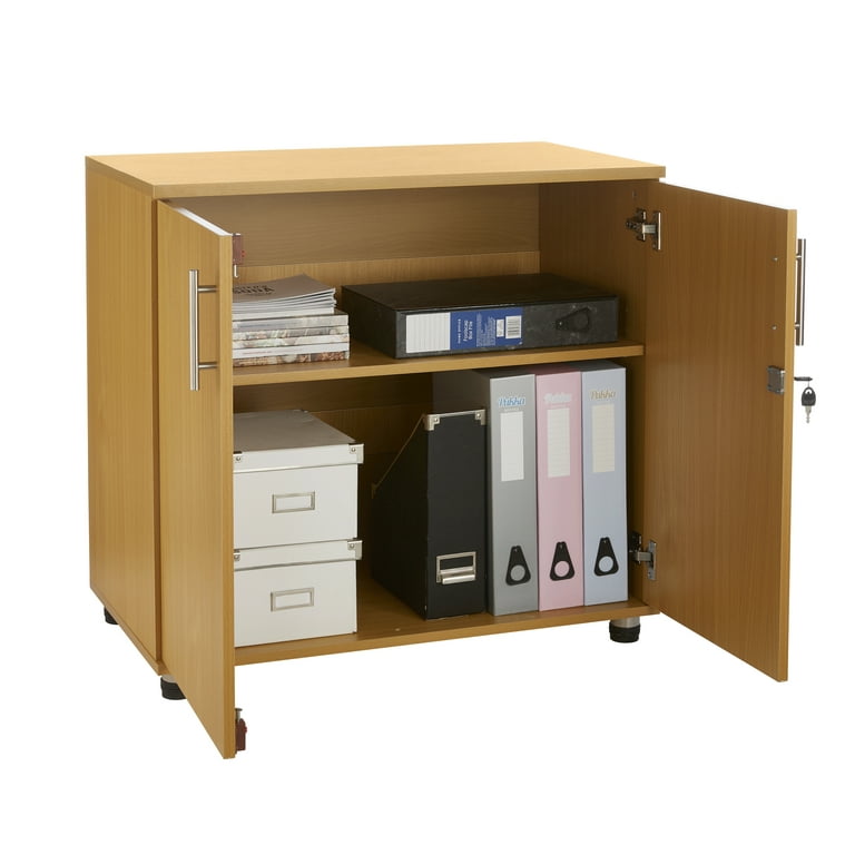 MMT Beech 2 Door Locking Cupboard Bookcase 29.5 Tall Walmart
