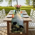 Black Bear Burlap Cotton Table Runner 13x120 Inches Long, Forest Animal ...