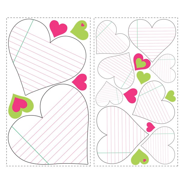 RoomMates Heart Notepad Dry Erase Peel & Stick Wall Decals - Walmart.com