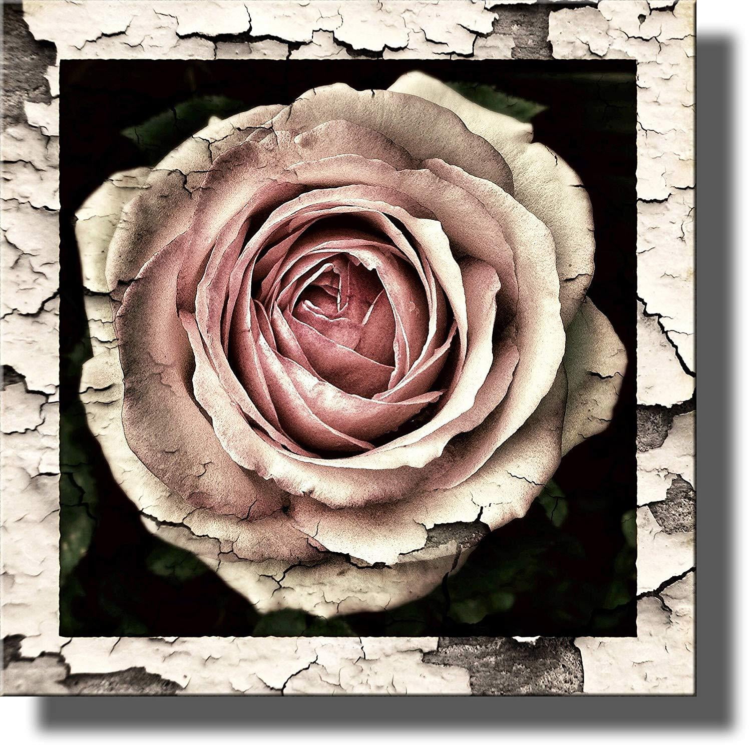 Vintage Rose Flower Picture Made on Stretched Canvas, Wall Art Decor ...
