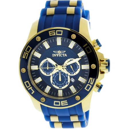 Invicta Men's Pro Diver 26087 Gold Silicone Japanese Chronograph Diving ...