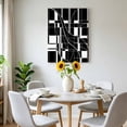 Black Linear Grid Canvas Wall Art for Living Room, Modern Abstract ...