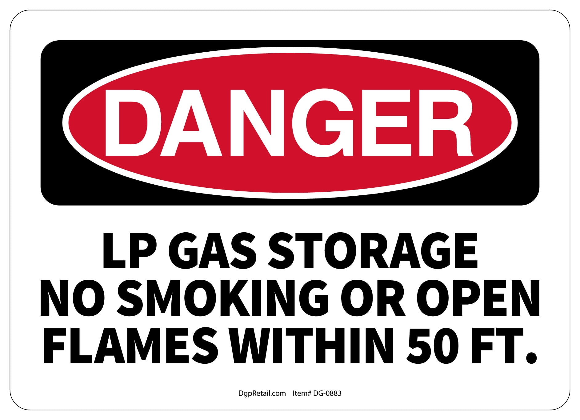 OSHA DANGER SAFETY SIGN LP GAS STORAGE NO SMOKING OR OPEN FLAMES WITHIN ...