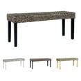 vidaXL Bench Dining Bench Wooden Seat Natural Kubu Rattan and Solid ...