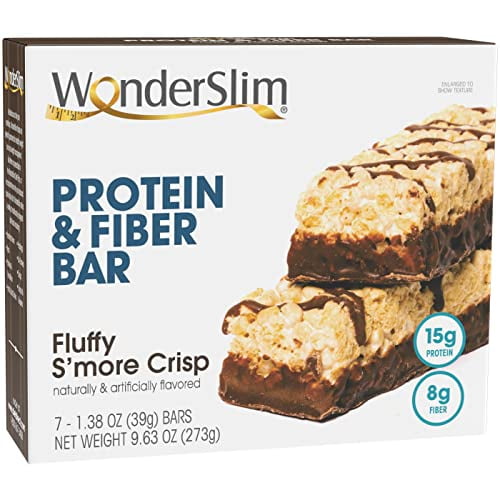 WonderSlim barra de proteína y fibra, esponjosa S'more crujiente, sin ...