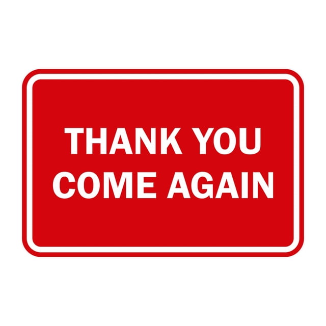 Classic Framed Thank you come again Sign (Red) - Large - Walmart.com