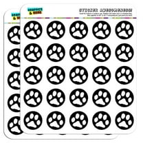 Paw Print Pet Dog Cat B&W 1" Scrapbooking Crafting Stickers - Walmart.com