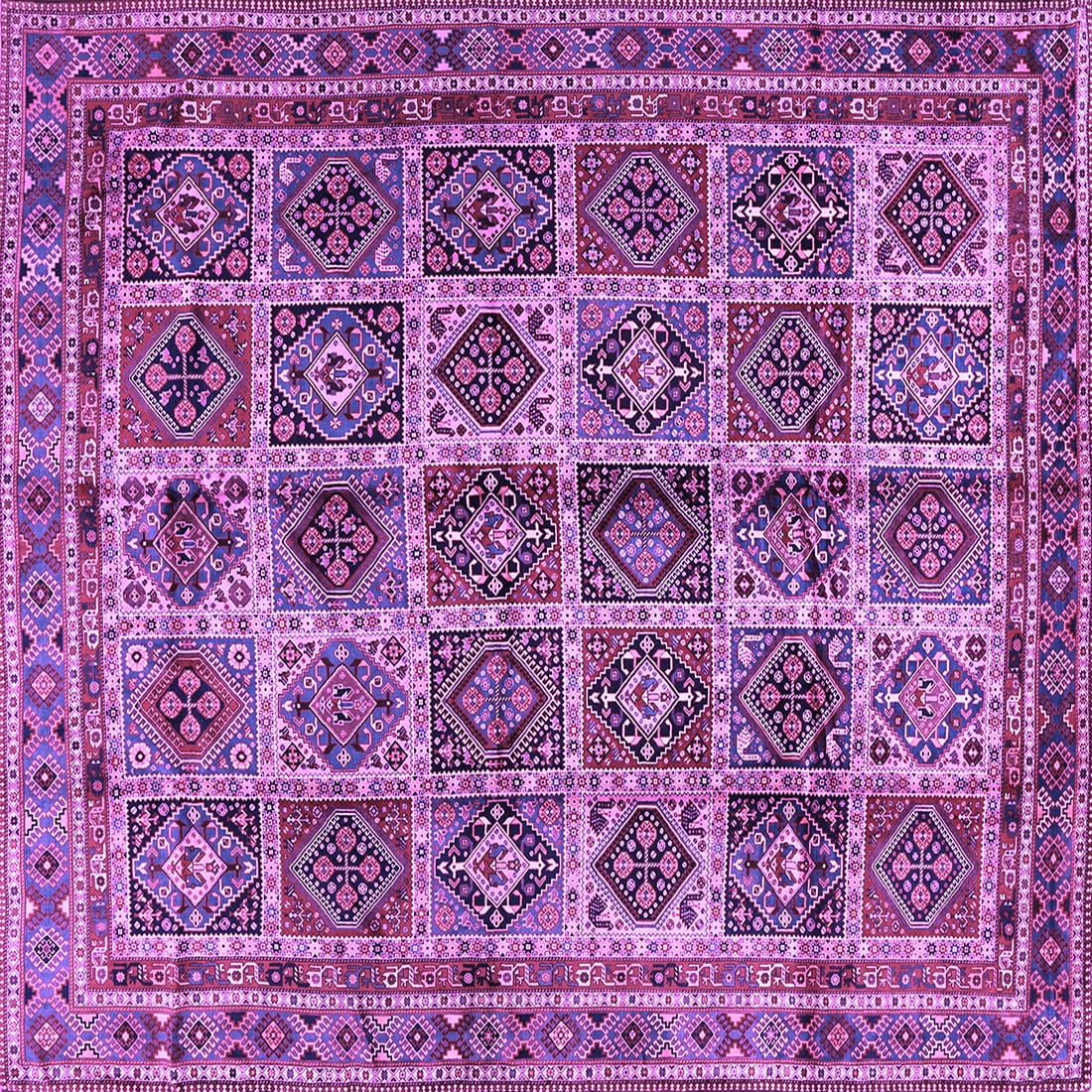Ahgly Company Indoor Square Persian Purple Traditional Area Rugs, 6 ...