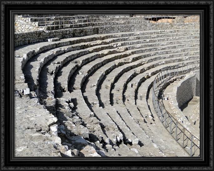 Roman Amphitheatre Seats, Spain 36x28 Large Black Ornate Wood Framed ...