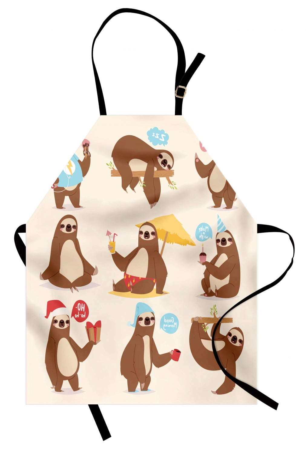 Sloth Apron Cute Funny Sluggard Animal Character Different Poses Lazy ...