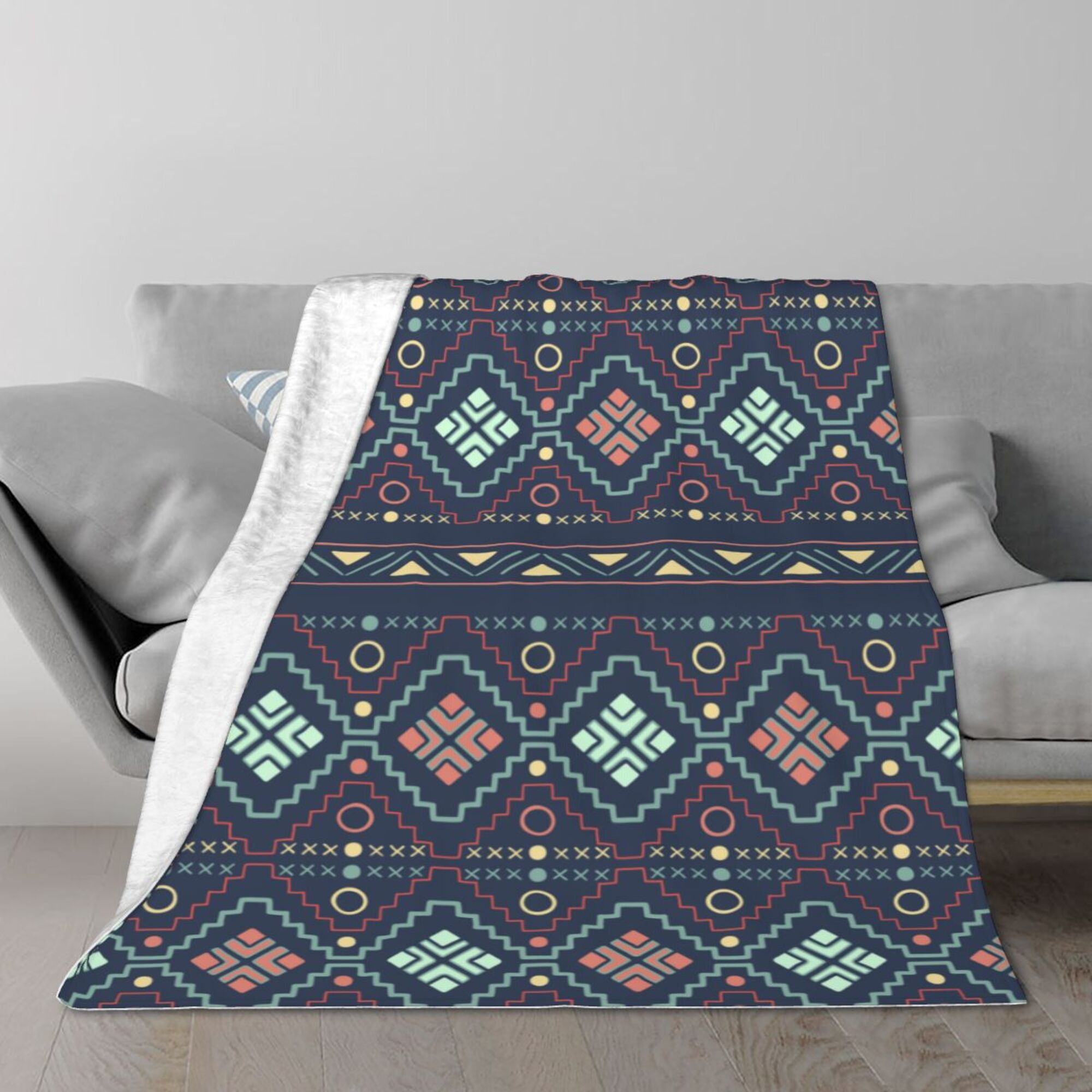 TEQUAN Double Layer Plush Bed Blanket, Aztec Ethnic Tribal Style ...