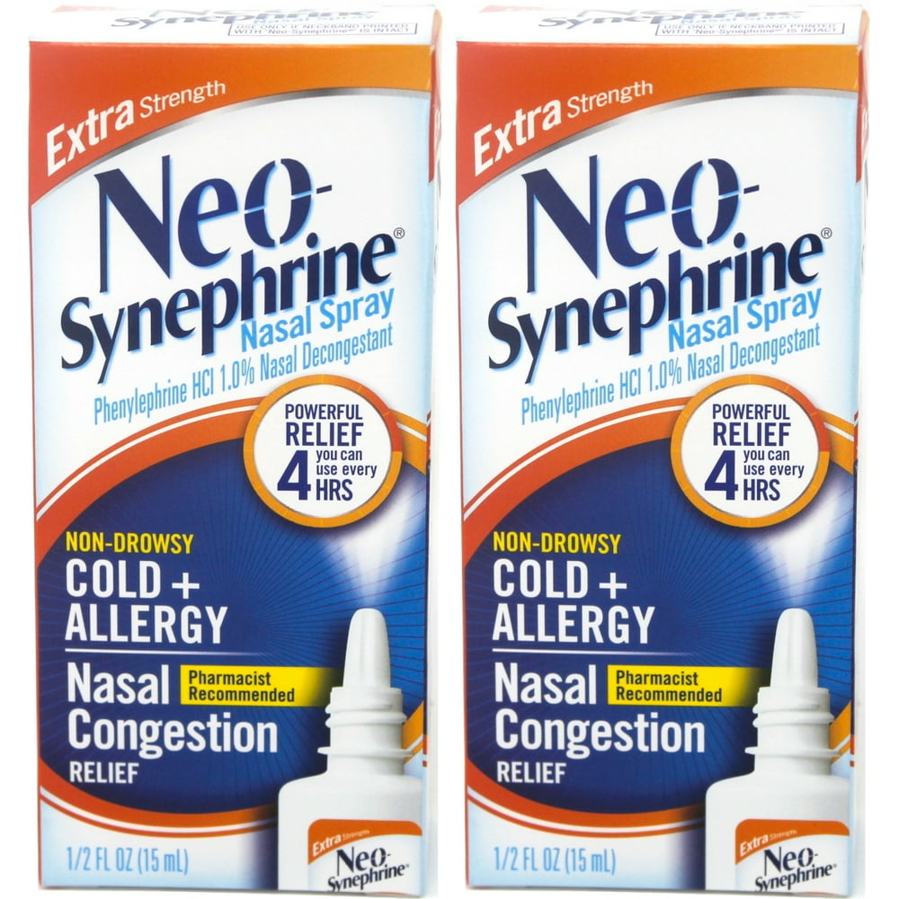 2 Pack Neo-Synephrine Nasal Spray, Extra Strength Formula, 0.50 Ounces ...