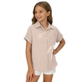 Bainana Child Girls Solid Color Shirts Short Sleeve Lapel Collar Button ...