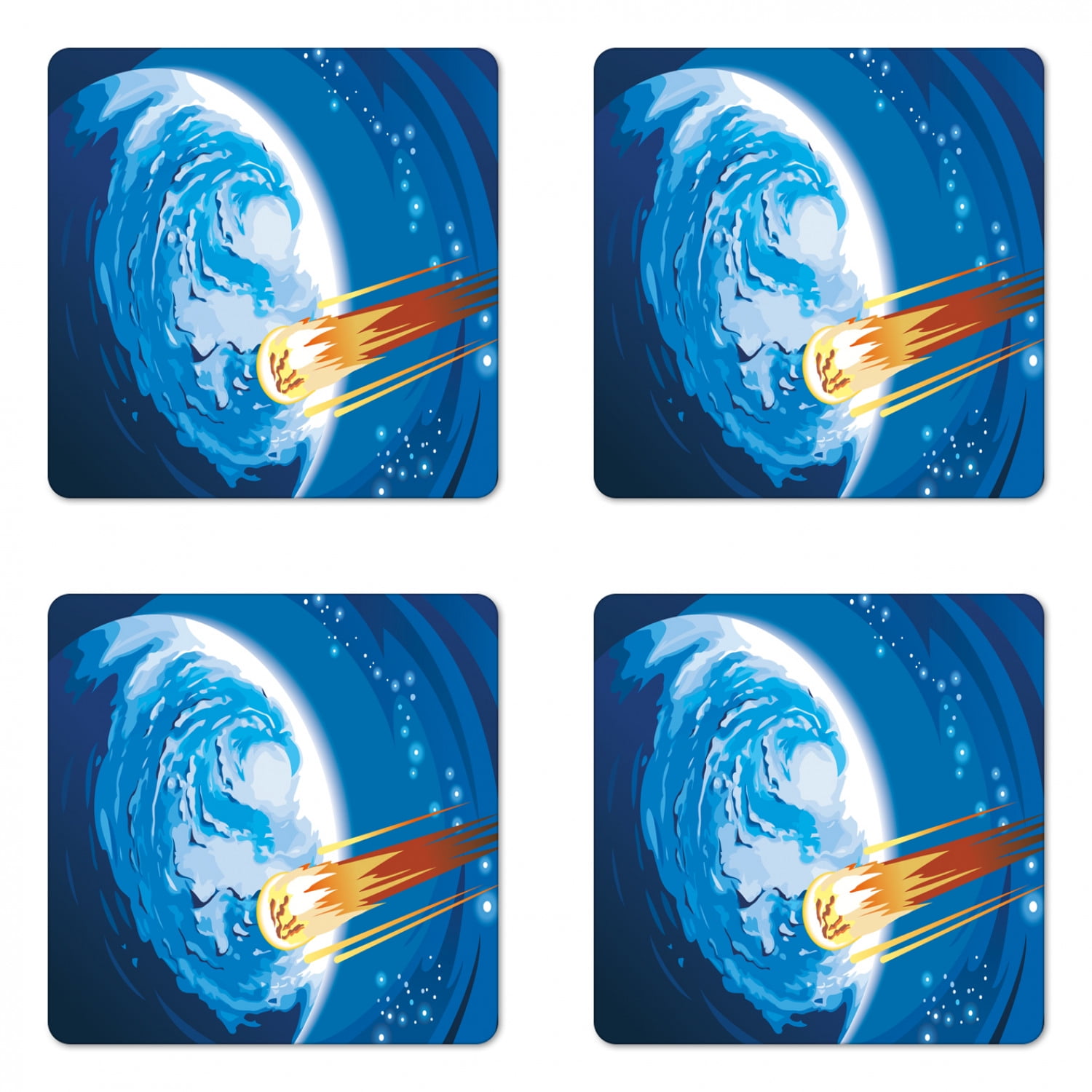 Fantasy Coaster Set of 4, Space Comet Rushing to Planet Galaxy Cosmos ...