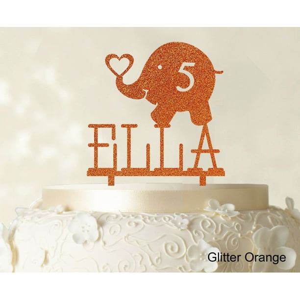 "Custom Birthday Cake Topper Personalized Glitter Orange Cake Topper ...