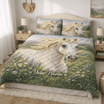 Lotusprint LLC 2D Print Personalized White Horse Floral Quilt Bedding ...