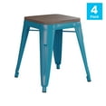 BizChair 18" Backless Table Height Stool with Wooden Seat, Stackable ...