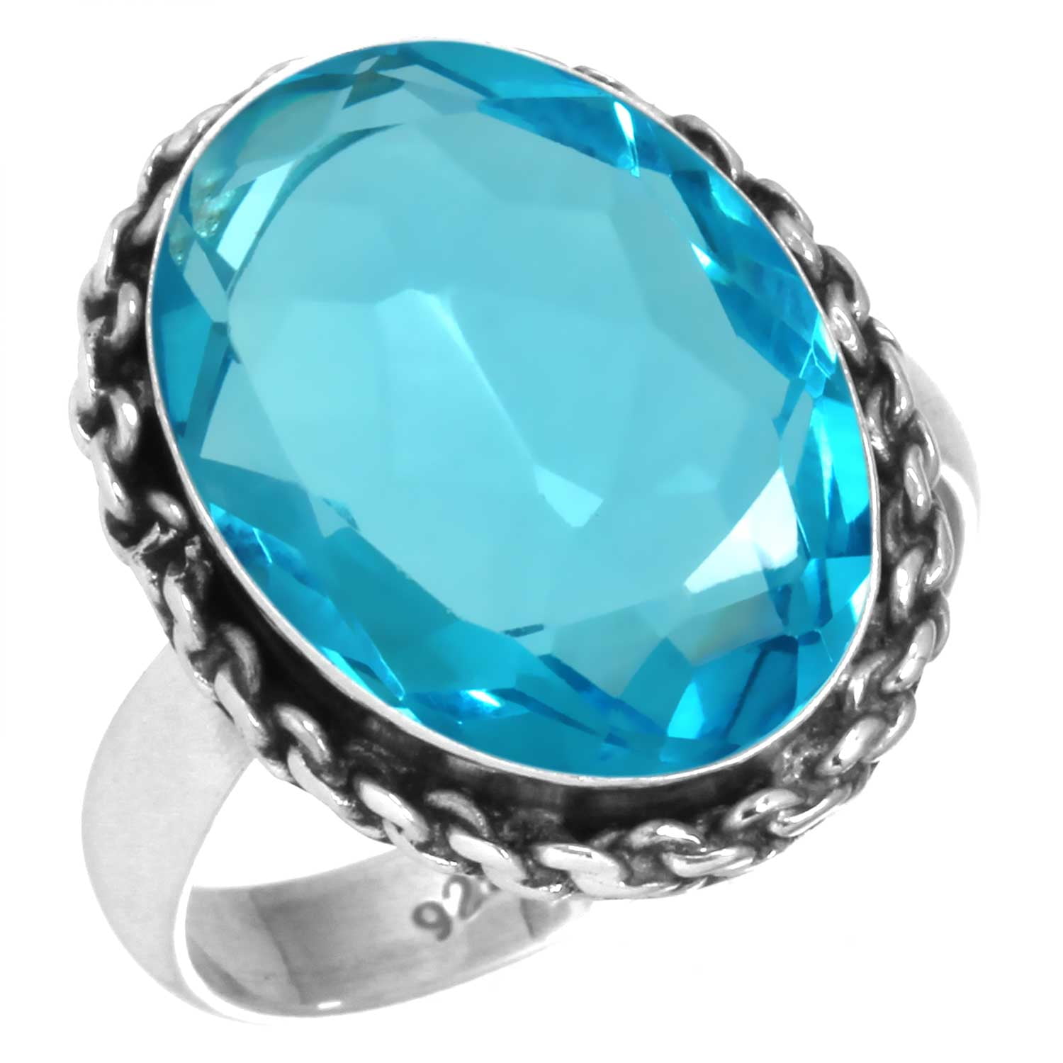 925 Sterling Silver Ring For Women - Girls Blue Quartz Gemstone Silver ...