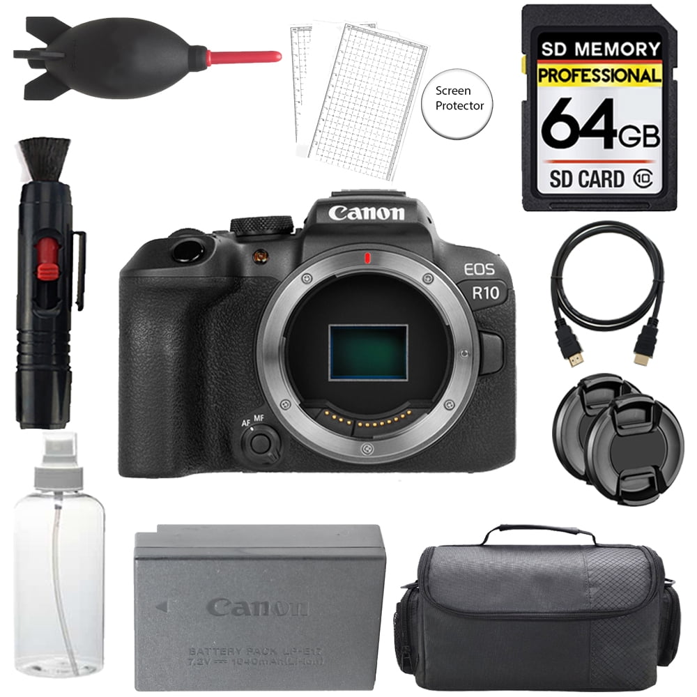 Canon EOS R10 Mirrorless Camera + 64GB + Bag+ Screen Protector- Basic ...