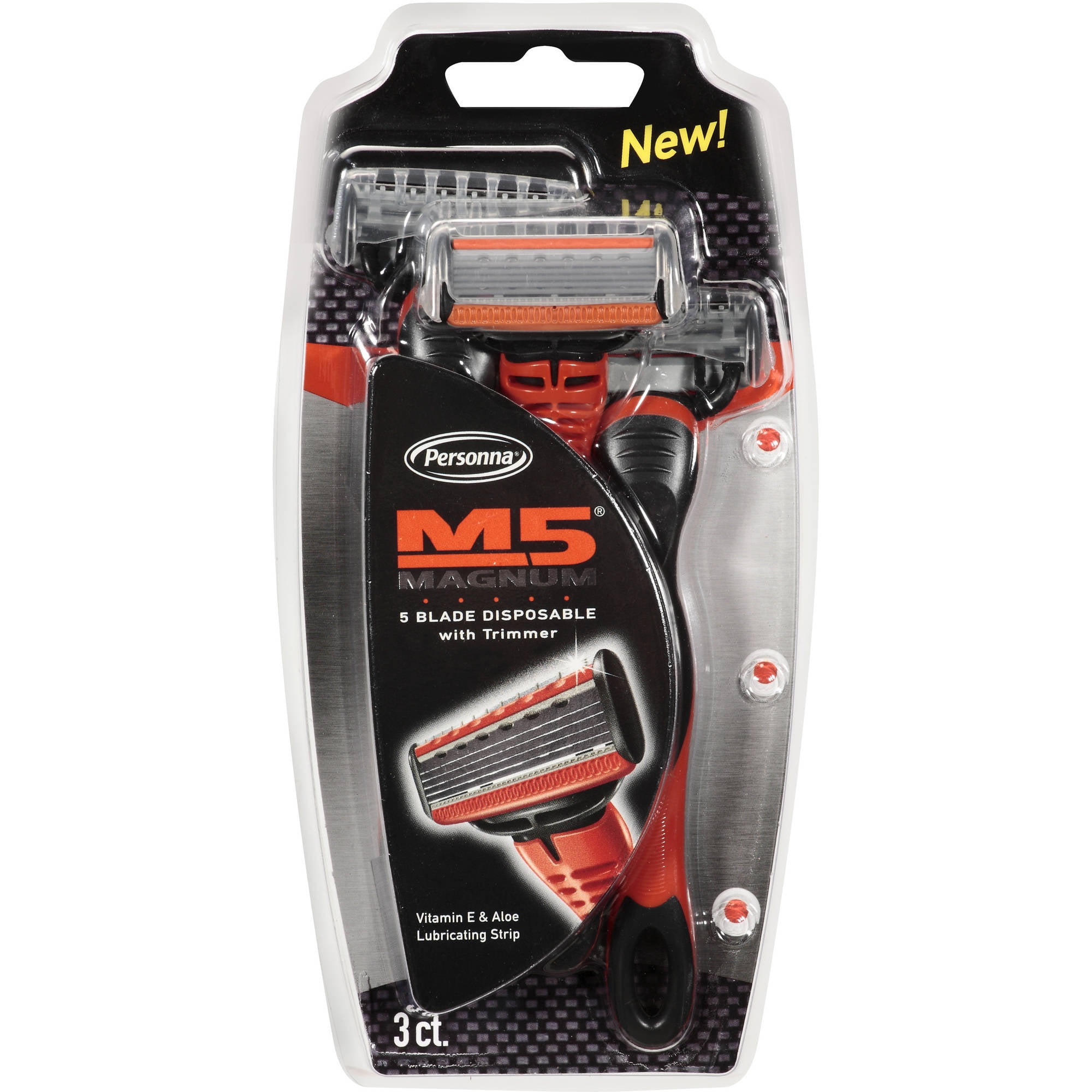 Personna M5 Magnum 5 Blade Disposable Razors with Trimmer, 3 Count ...