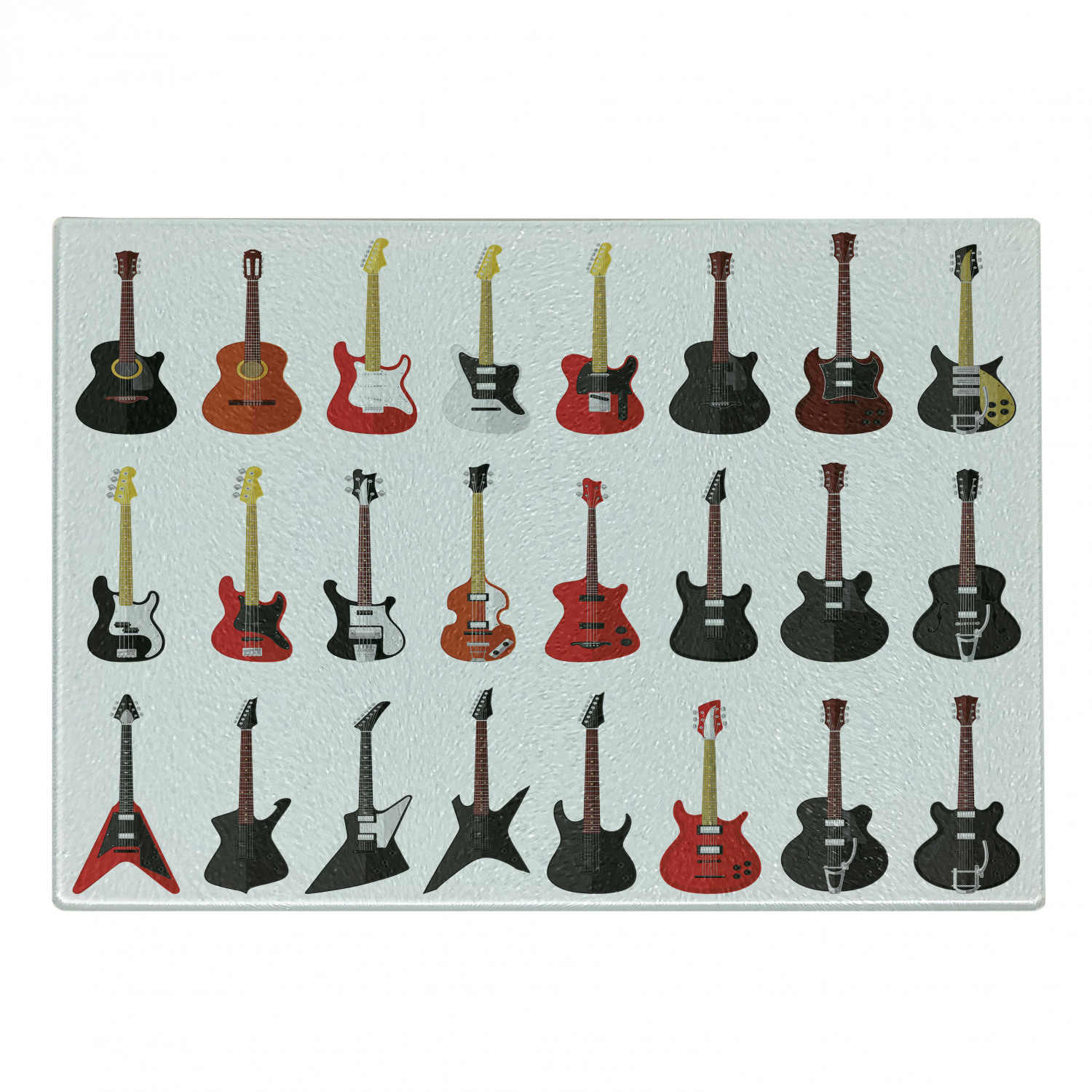 Guitar Cutting Board, Musical Instruments Set Pattern Various Acoustic ...
