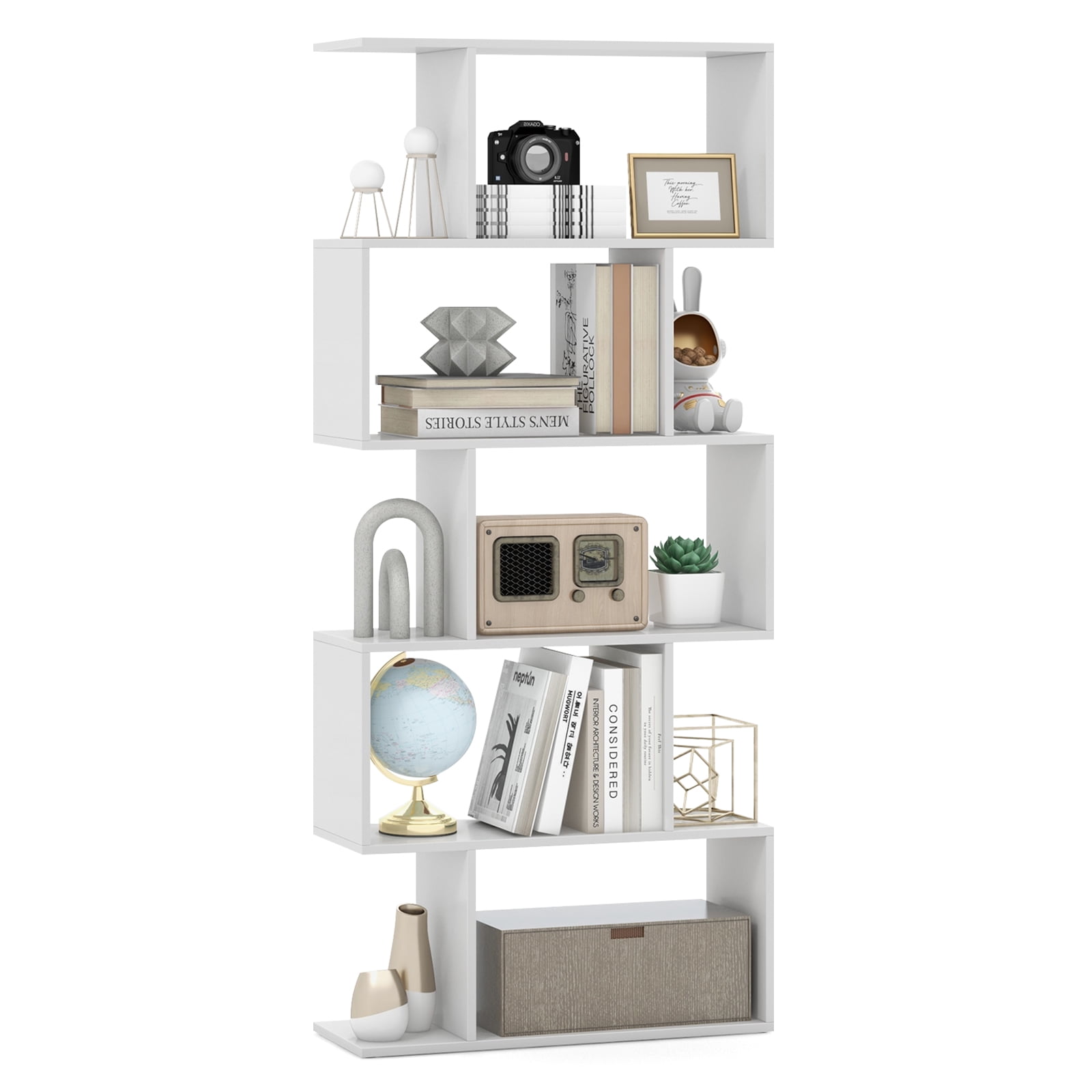 Click here for Patiojoy 5-Tier Geometric Bookshelf Wooden Decorat... prices