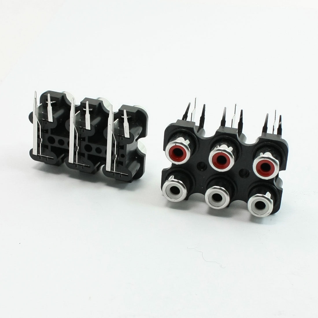 2 Pieces Video Concentric RCA Socket 6 Female Jack Connector Black ...