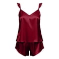 Avirosel Women's Sexy Silk Satin Ruffled Pajamas Sets Cami Tops ...