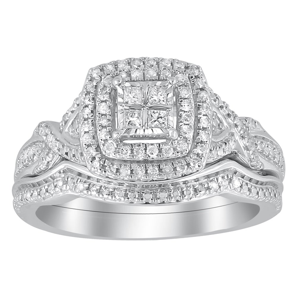 Forever Bride - Forever Bride Sterling Silver 1/4 cttw Diamond QUAD ...