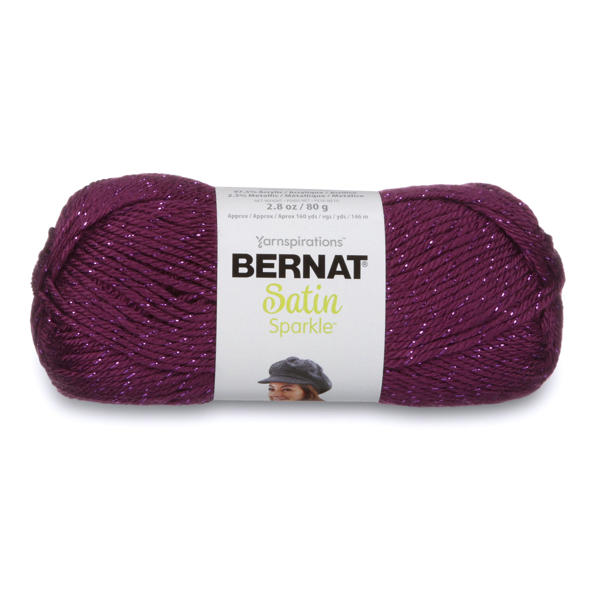 Bernat Satin Sparkle Yarn (80G/2.8Oz), Amethyst - Walmart.com
