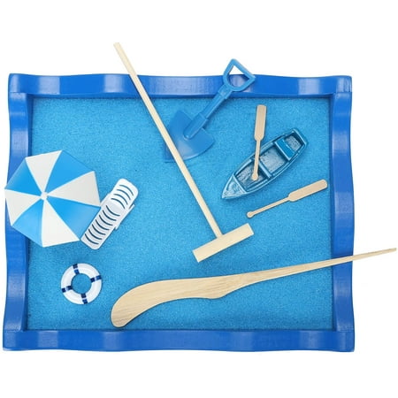 Mini Zen Garden, Blue Ocean Beach Style Desktop Sandbox for Meditation ...