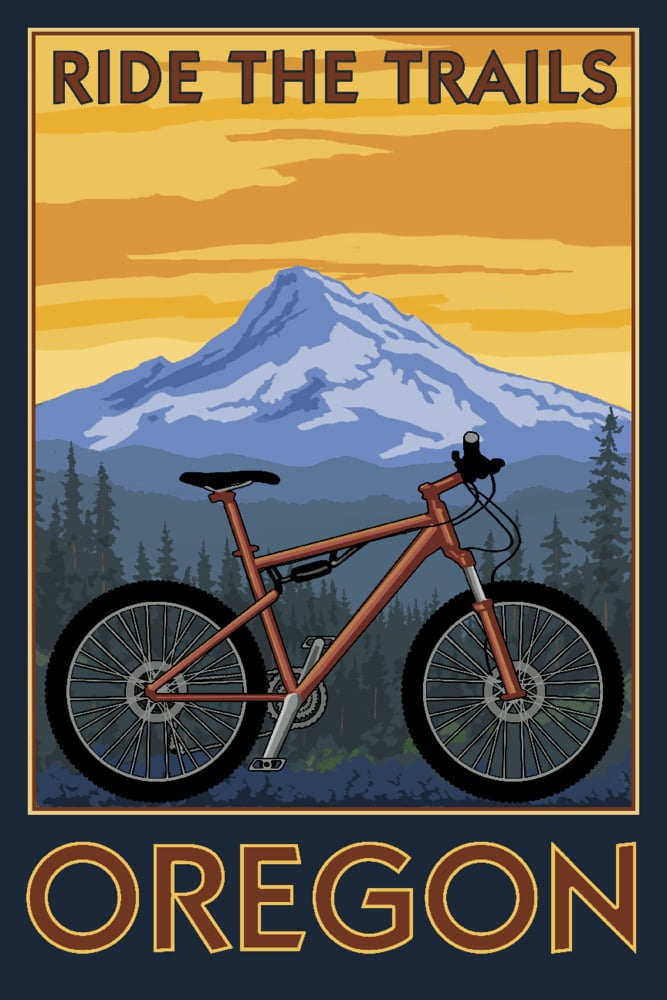 Ride the Trails, Oregon (Tree Background) (24x36 Giclee Gallery Art ...