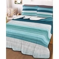 Blue White Quilts Bedding Set Twin Size Gradient Stripe Abstract Lines ...