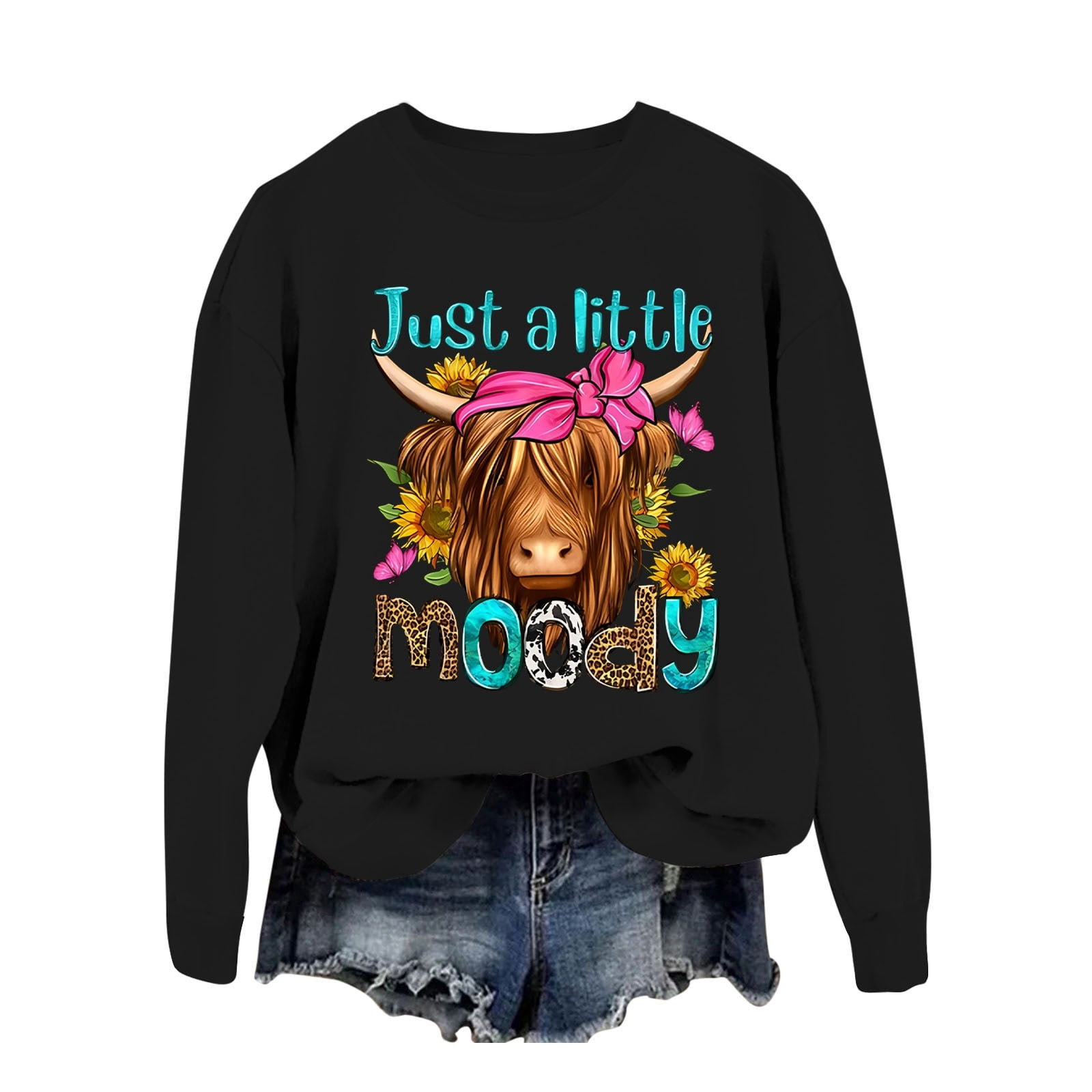 Click here for Daznico Womens Casual Cute Mooey Printed Crew Neck... prices