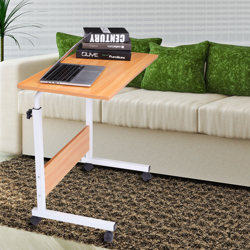 Hassch Multi-Purpose Computer Desk Simple Side Table with Wheels, Wood ...