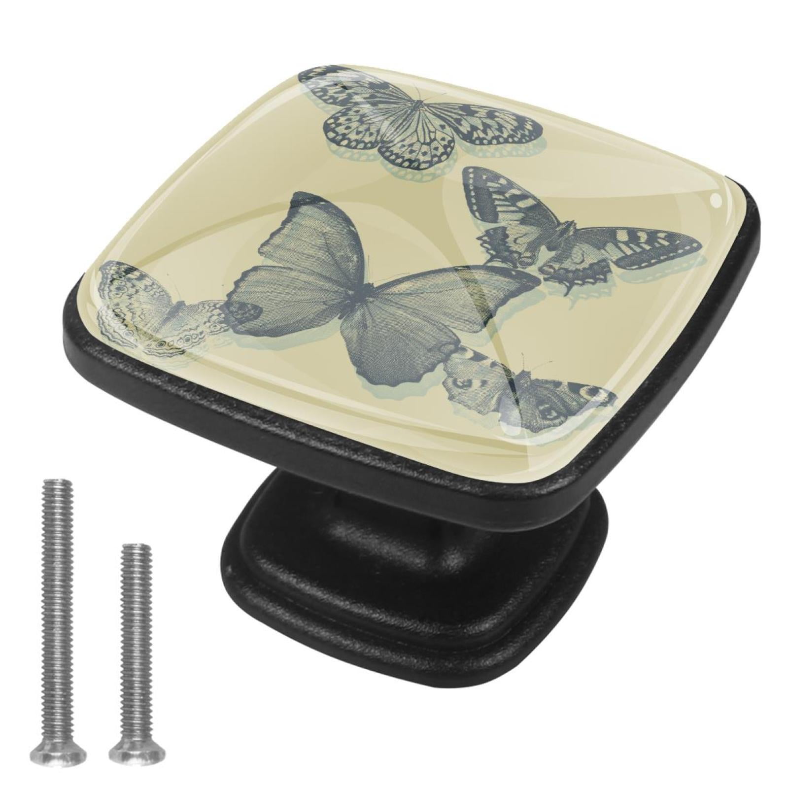 4 Pcs Cabinet Handle Drawer Pulls Butterfly Knobs with Screws Square ...