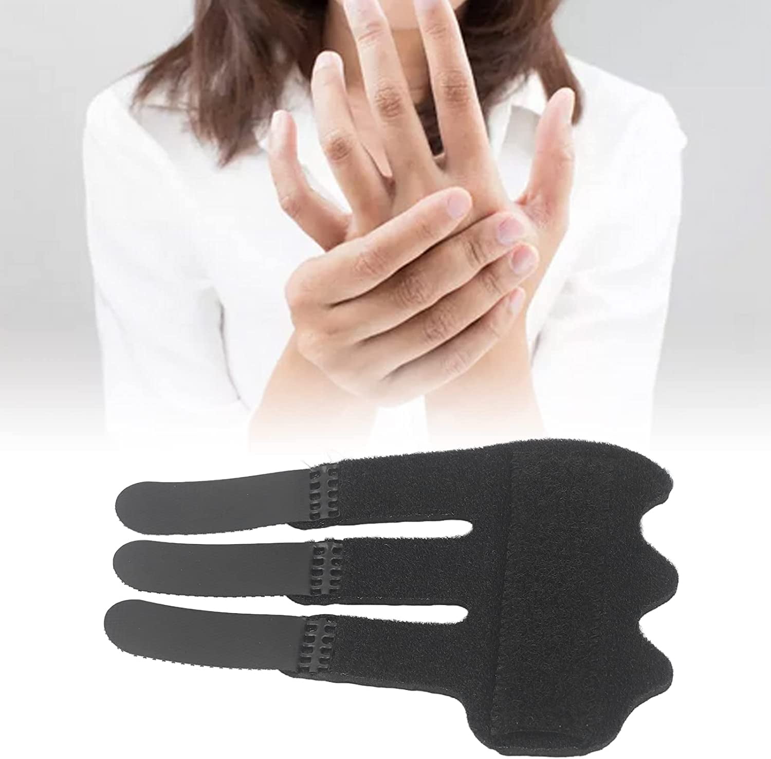Finger Splint Universal Finger Straightener 3 Strap Soft Breathable ...