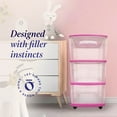 Homz Plastic 3 Drawer Storage Tower, Clear Drawers Purple Frame, Open ...