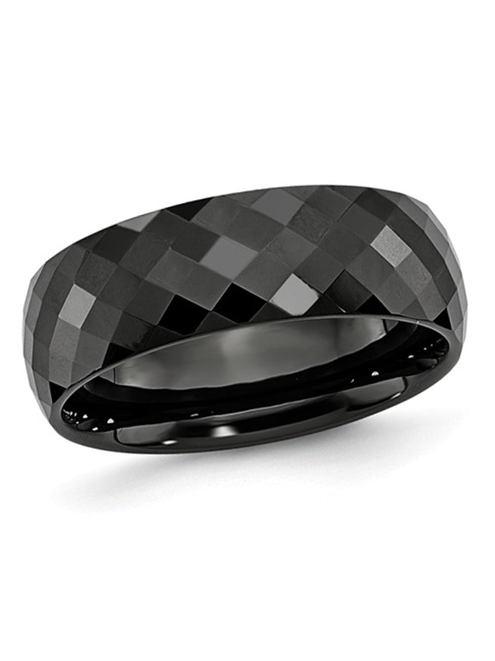 Mens Chisel 7.5mm Faceted Black Ceramic Wedding Band Ring - Walmart.com