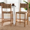 bali & pari Sofia Rattan and Mahogany wood BOHO Counter Stool, Natural ...