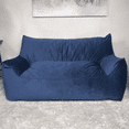 2 Seater Bean Bag Chair with Arms - Navy Blue, Velveteen Oversized ...