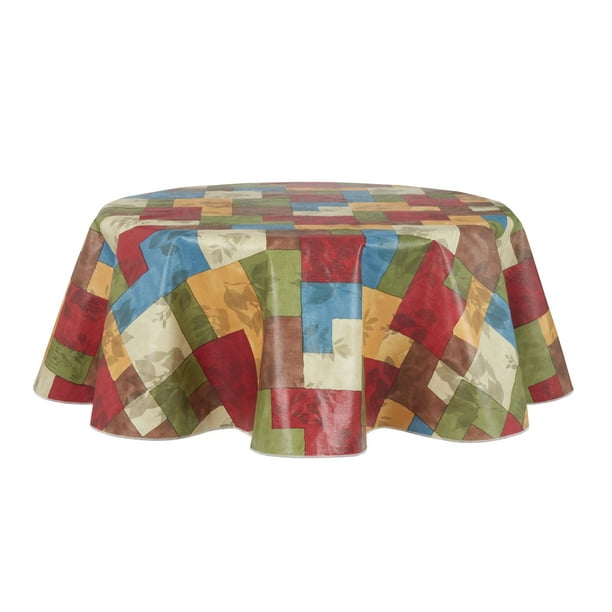 Mainstays Cortana Fabric Tablecloth, Multicolor, 70" Round, Available ...
