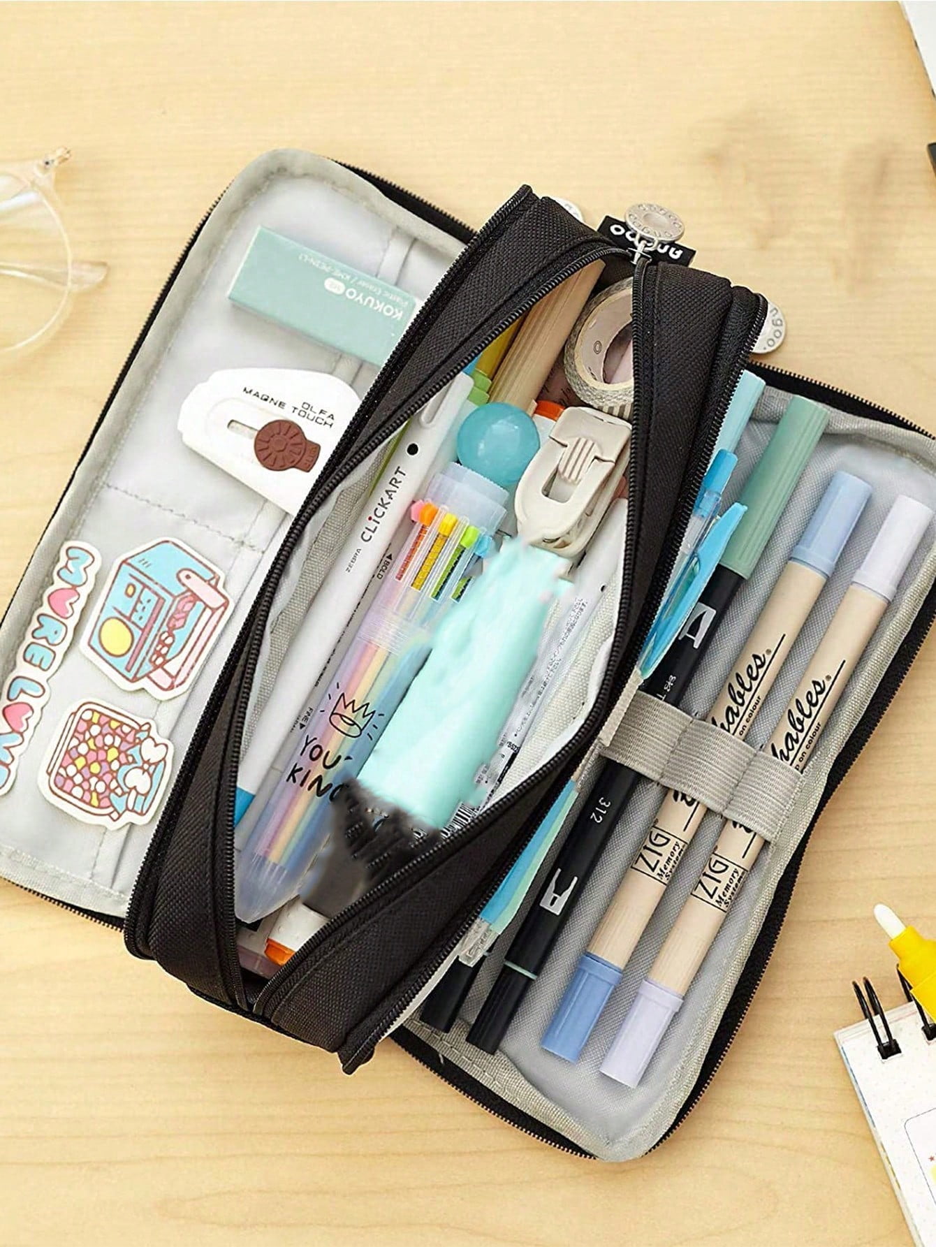 1pc Large Capacity Multifunctional Multi-Layer Canvas Pencil Case | Bodega Aurrera en línea