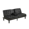 Mainstays Memory Foam Futon with Cupholder and USB, Black Faux Leather ...