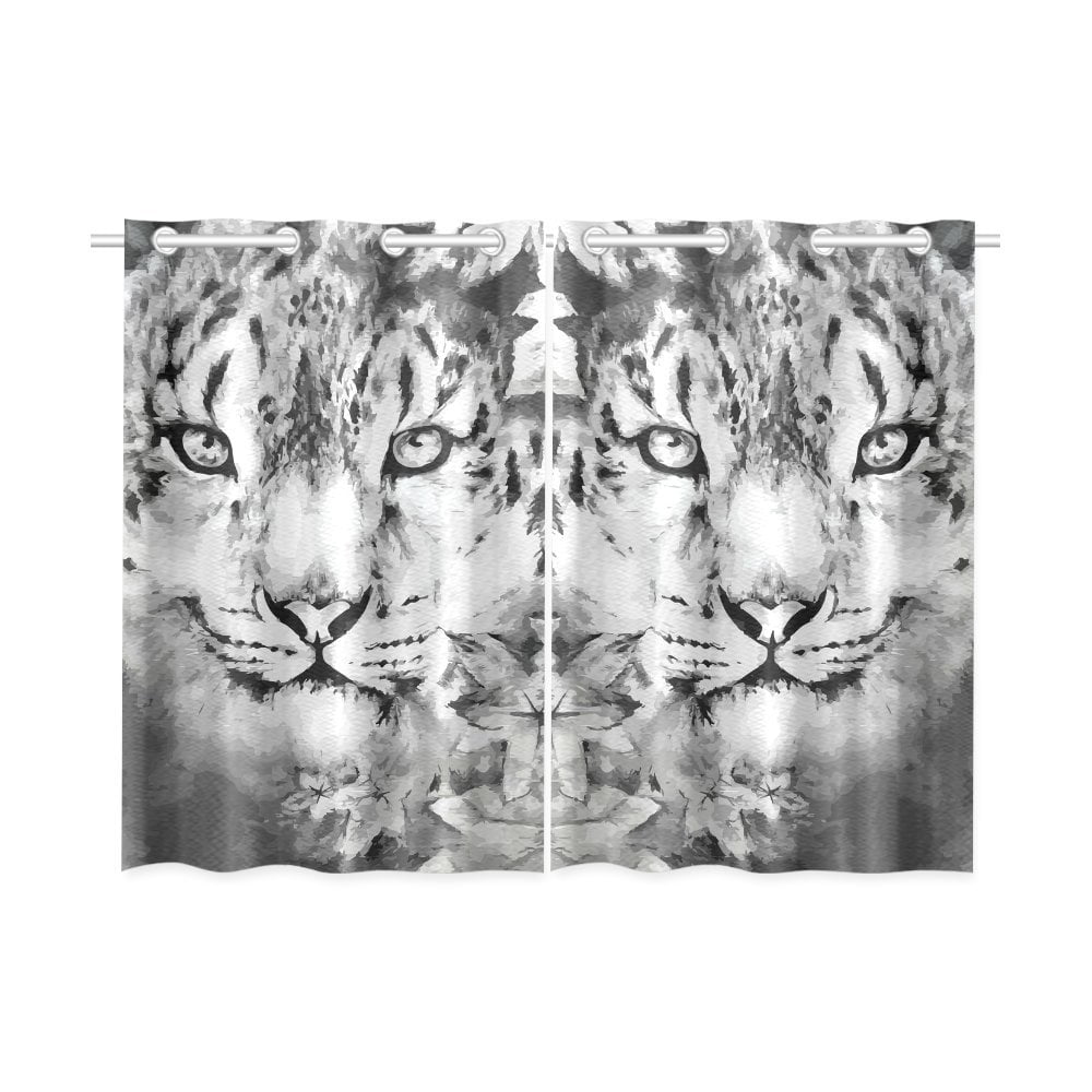 YUSDECOR Black And White Leopard Window Curtains Kitchen Curtain Room ...