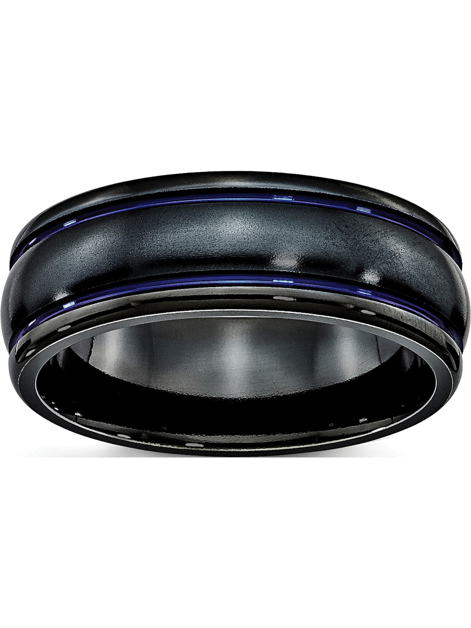 Black Ti Scroll Pattern Blue Anodized 8mm Band - Walmart.com