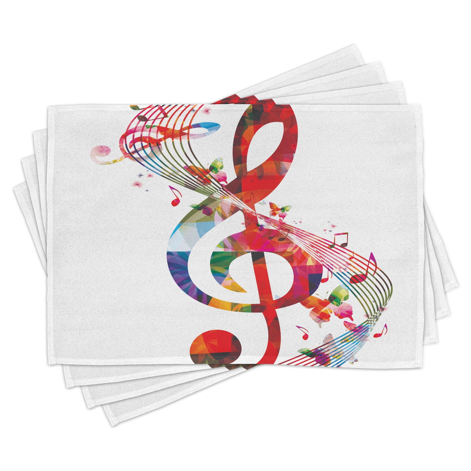 Ambesonne Music Place Mats Set of 4, Notes Rhythm Art, Standard Size ...