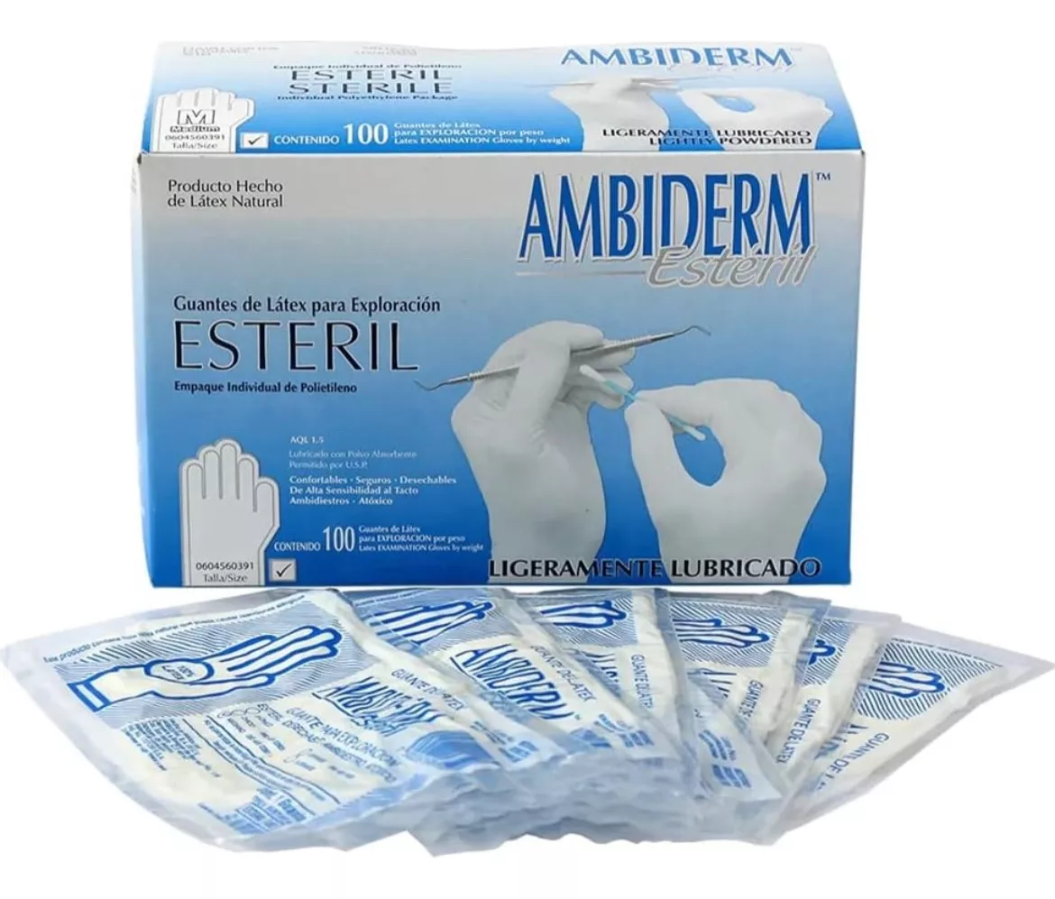Guante Latex Estéril Ambiderm Talla Mediana 100 Piezas Bodega Aurrera