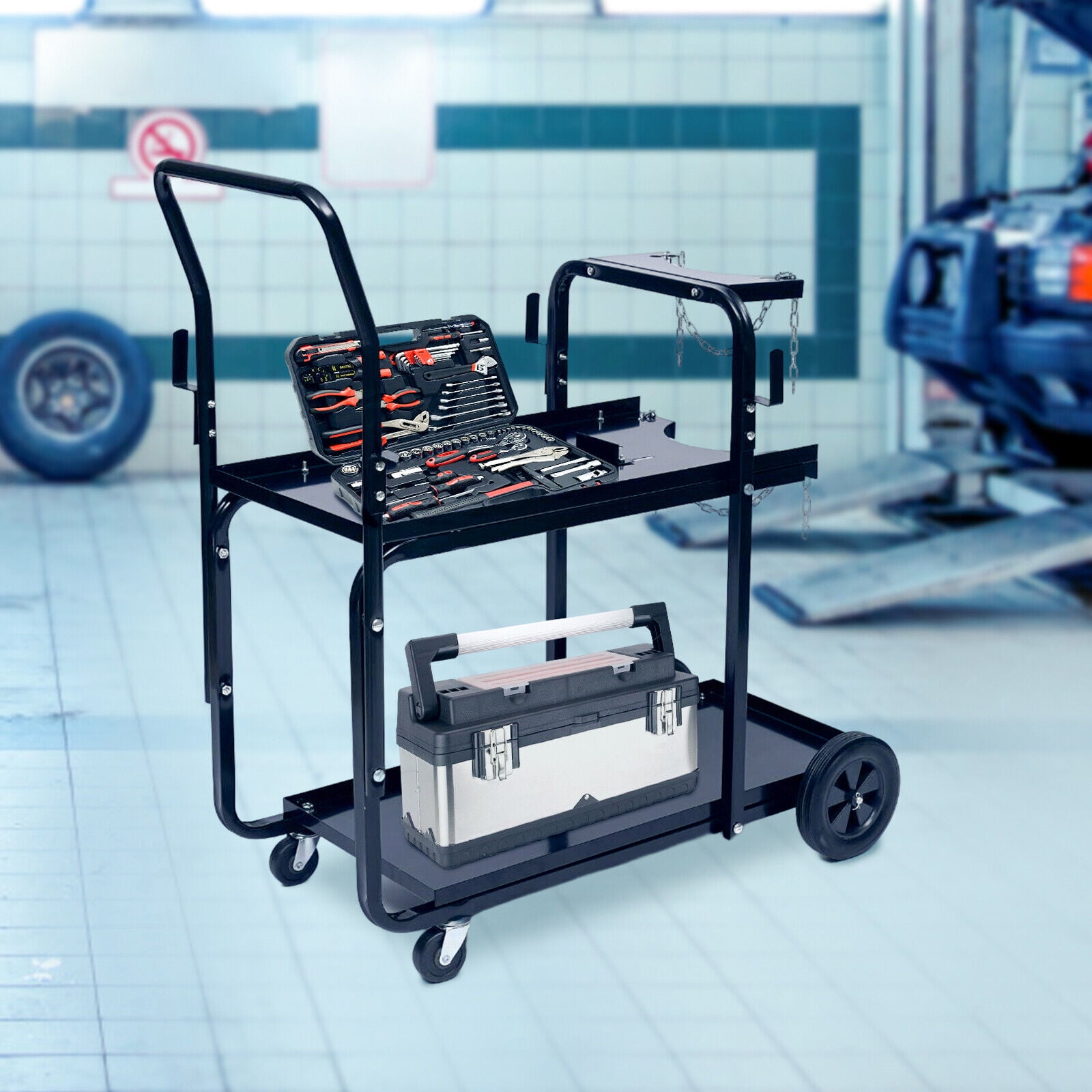 TOOL1SHOoo 2-Tier Welding Cart with Wheels Cylinder Rack Storage Welder ...
